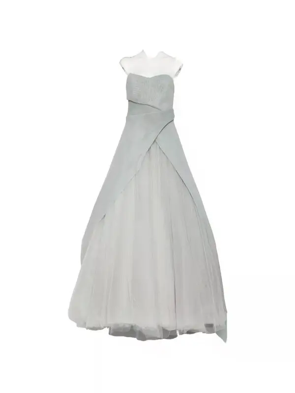 Monique Lhuillier Strapless Mesh-panelled Gown