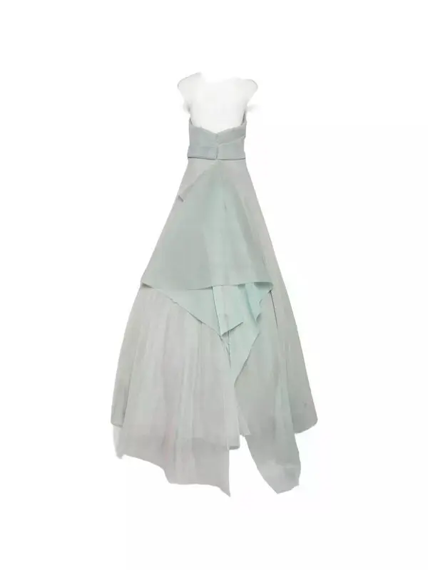 Monique Lhuillier Strapless Mesh-panelled Gown - Green