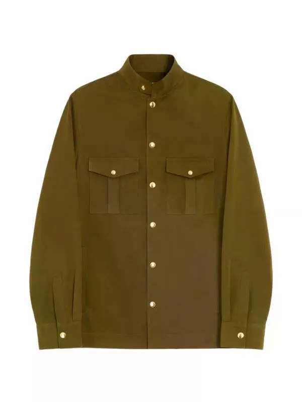 Valentino Garavani Shirt Jacket In Canneté Cotton With Vlogo-embroidery - Green