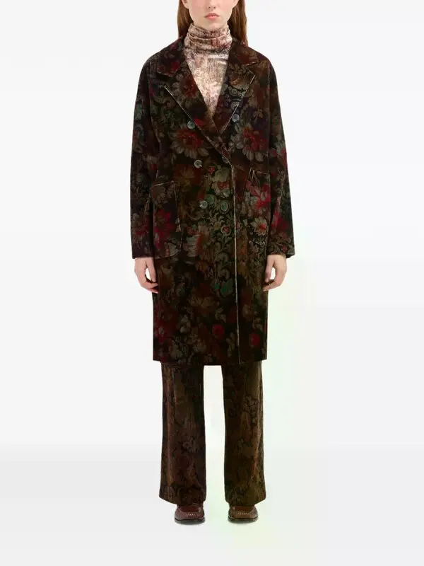PIERRE-LOUIS MASCIA Griffintn Floral-print Double-breasted Coat