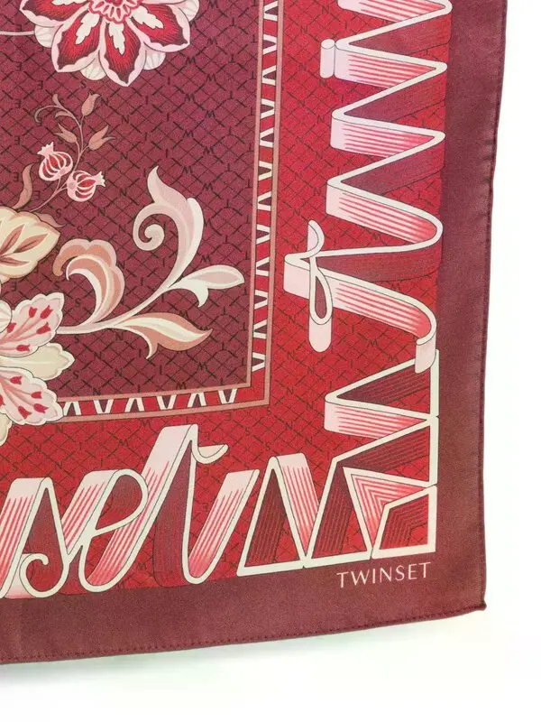 TWINSET Floral-print Logo-border Scarf