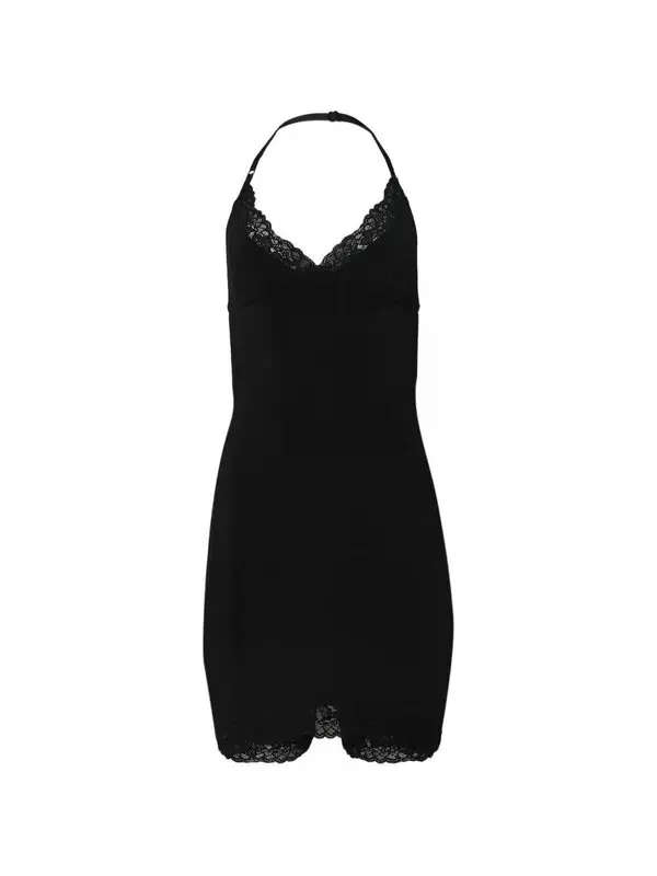 Vetements Lace-trim Halterneck Playsuit - Black