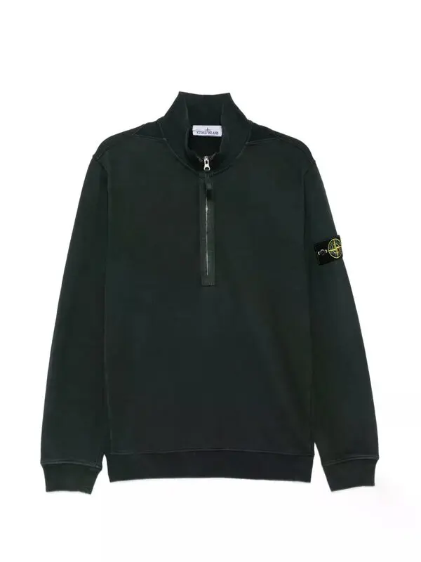 Stone Island Logo-patch Quarter-zip Sweater - Green