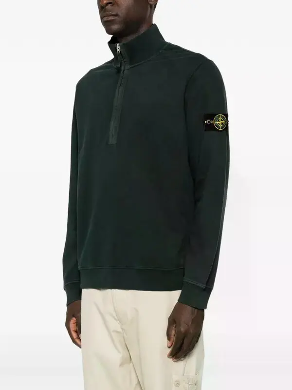 Stone Island Logo-patch Quarter-zip Sweater - Green