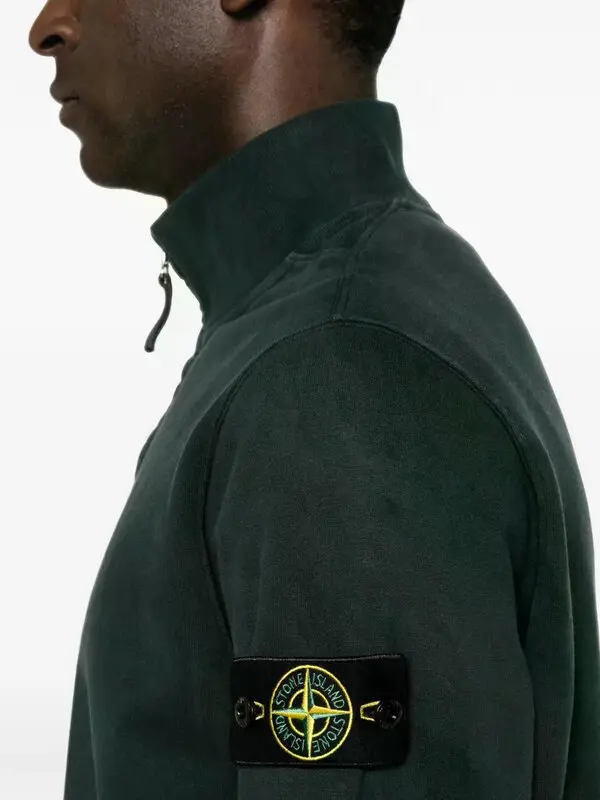 Stone Island Logo-patch Quarter-zip Sweater - Green