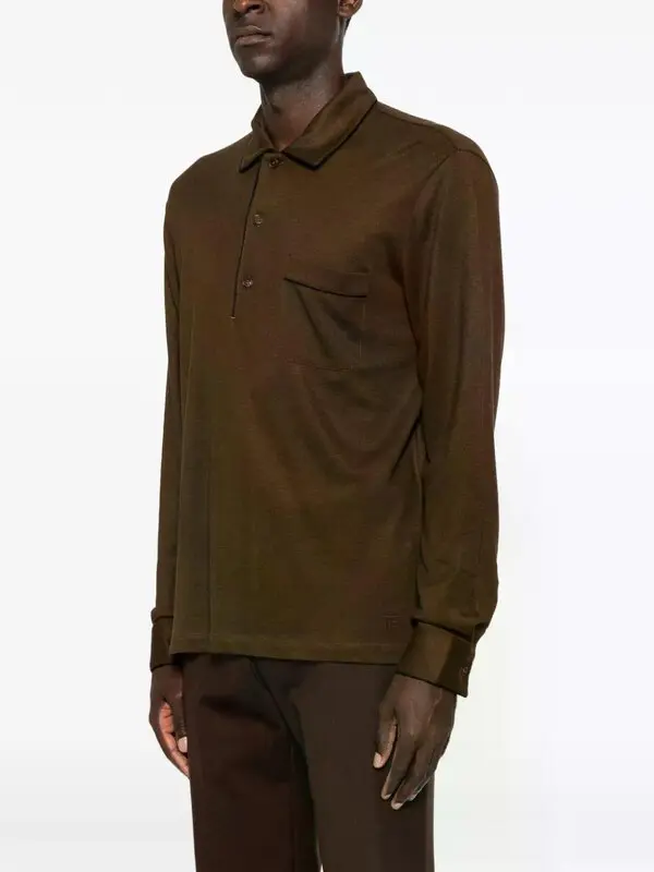 TOM FORD Long-sleeve Piqué Polo Shirt