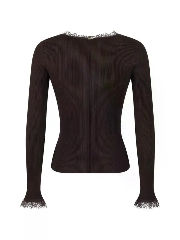 TWINSET Lace-trim Ribbed-knit Sweater