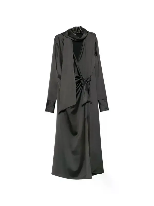 Imperial Satin-finish Wrap Midi Dress - Grey