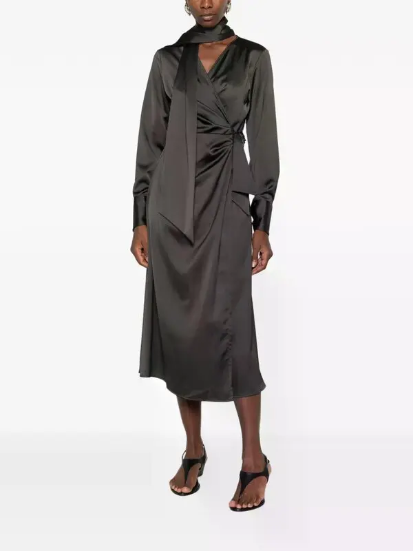Imperial Satin-finish Wrap Midi Dress