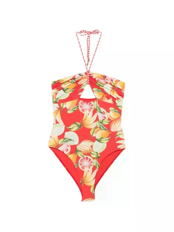 Farm Rio Fruit-print Cutout Swimsuit - Orange
