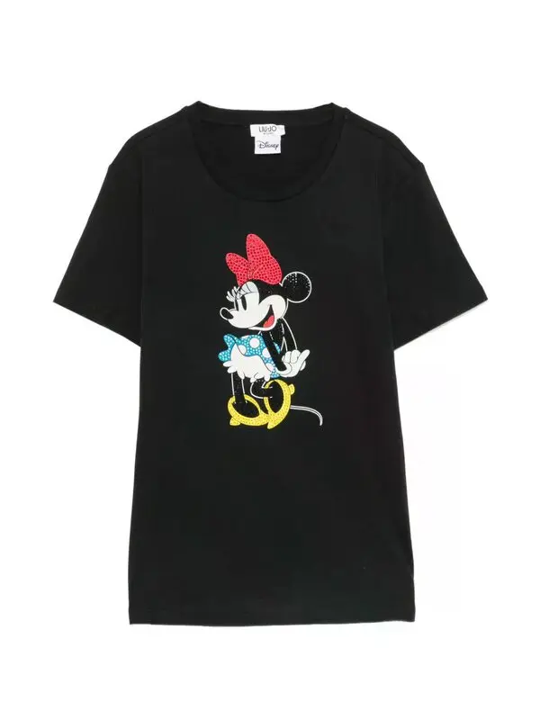 Liu Jo X Disney Minnie Mouse Rhinestone-embellished T-shirt - Black