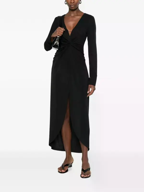 Imperial Twist-detail V-neck Midi Dress