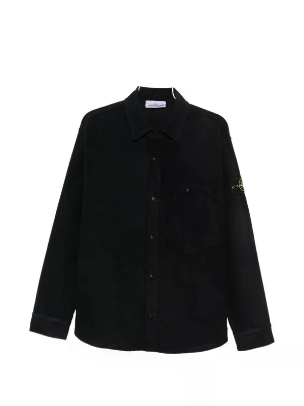 Stone Island Logo-patch Button-up Shirt - Black