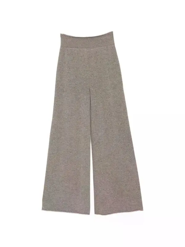 VANISE Cashmere Knitted High-waisted Palazzo Pants - Neutrals