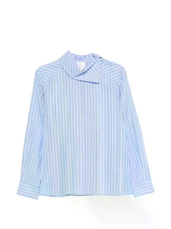 TRAME AUREE Nina Striped Asymmetric-collar Shirt