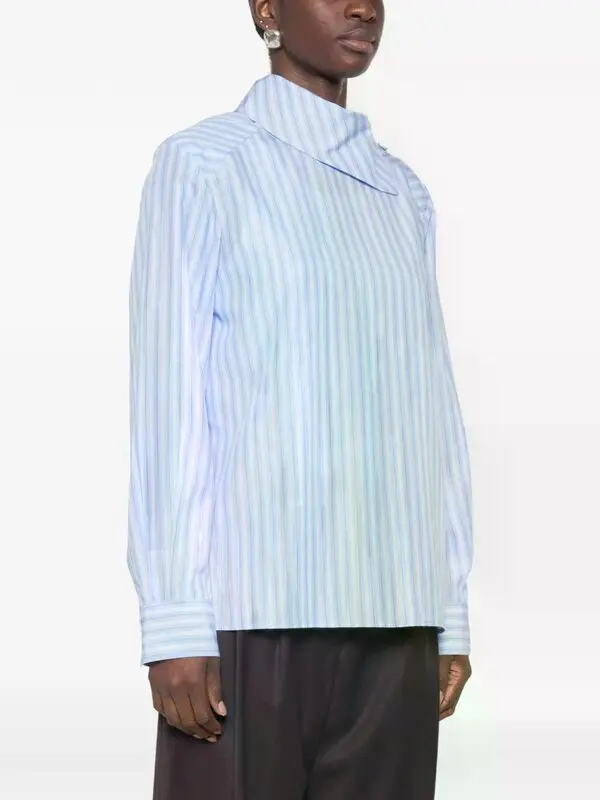 TRAME AUREE Nina Striped Asymmetric-collar Shirt