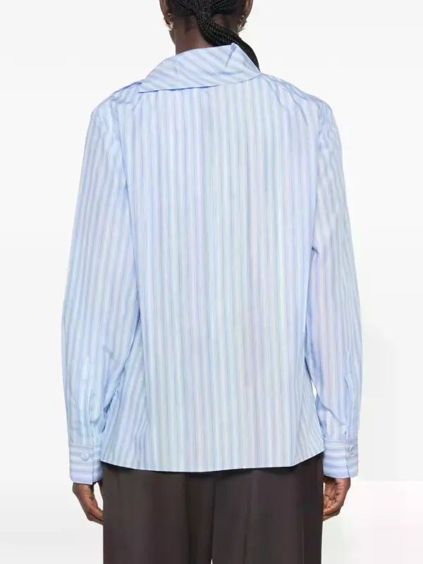 TRAME AUREE Nina Striped Asymmetric-collar Shirt