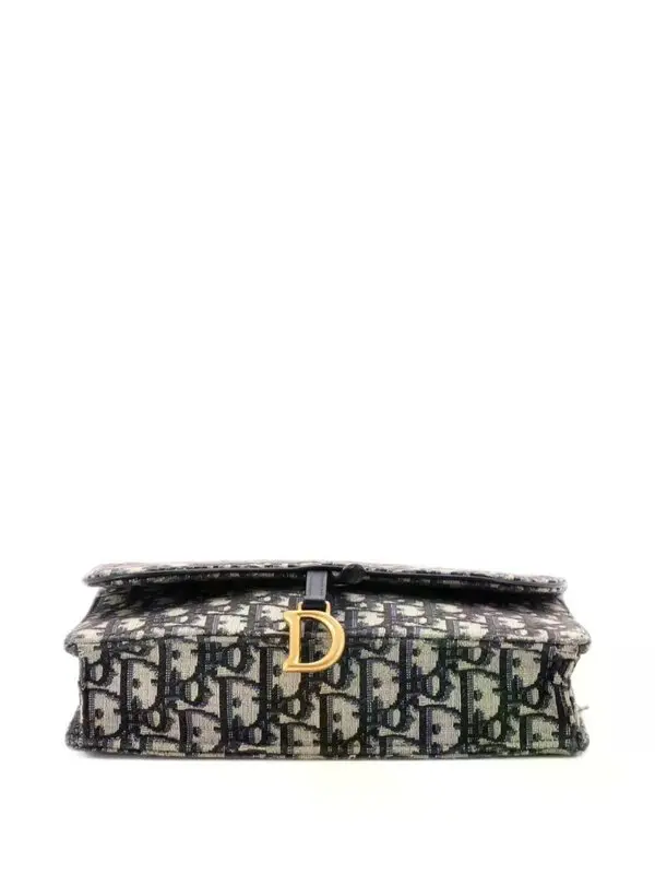 Dior Saddle Chain Oblique Canvas Clutch Bag