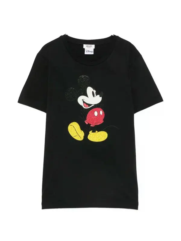 Liu Jo X Disney Mickey Mouse Rhinestone-embellished T-shirt - Black