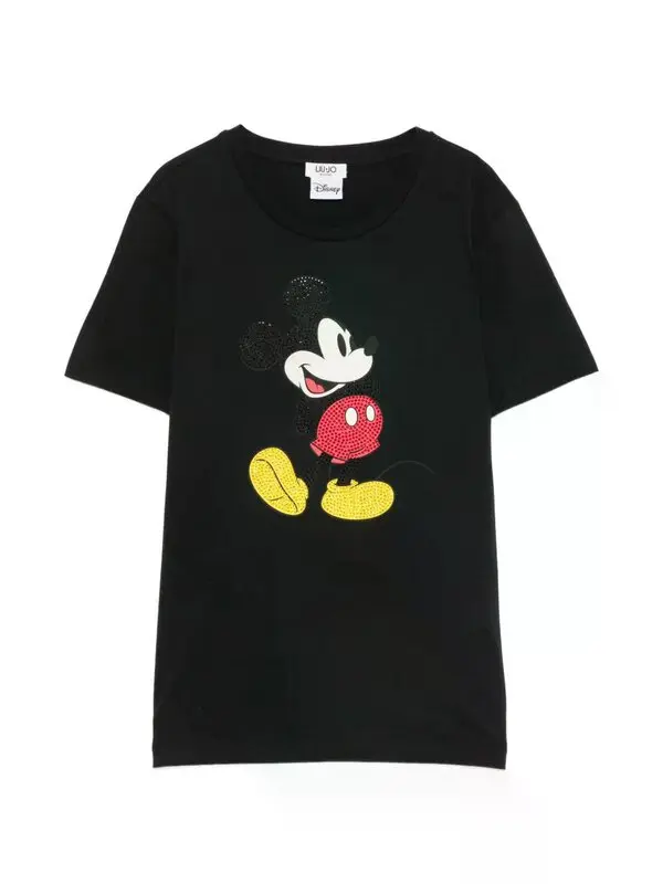 Liu Jo Disney Mickey Mouse Rhinestone-embellished T-shirt - Black