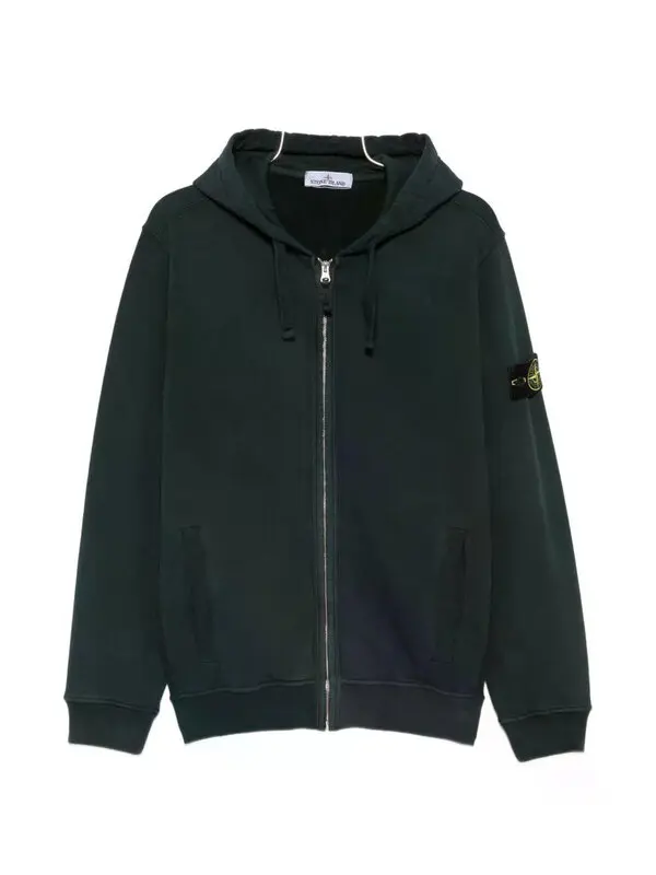 Stone Island Logo-patch Zip-up Hoodie - Green