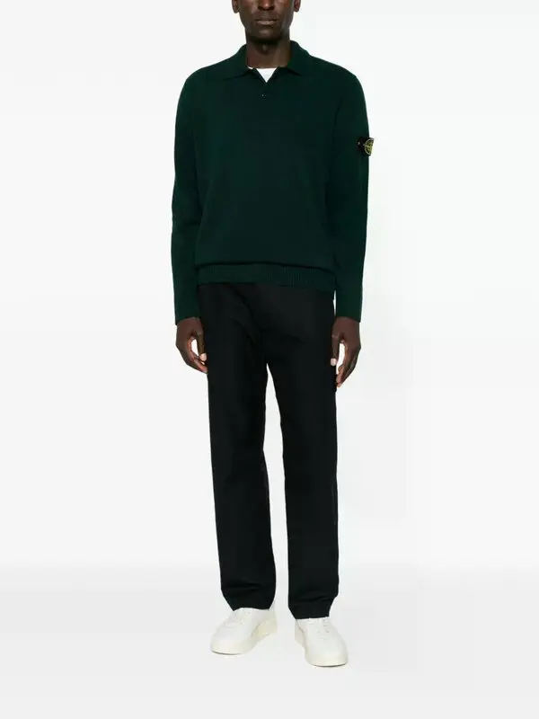 Stone Island Compass-patch Collared Sweater - Green