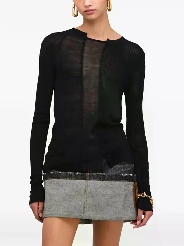 Marc Jacobs Sheer-panelled Knit Long-sleeve Top