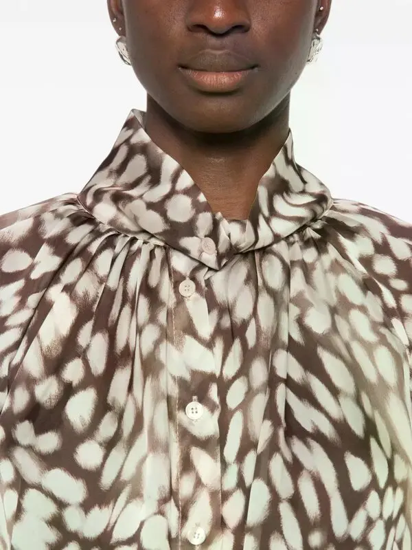 Imperial Abstract-print Gathered Blouse