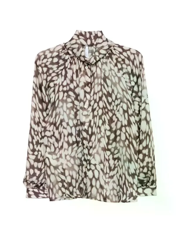 Imperial Abstract-print Gathered Blouse - Brown