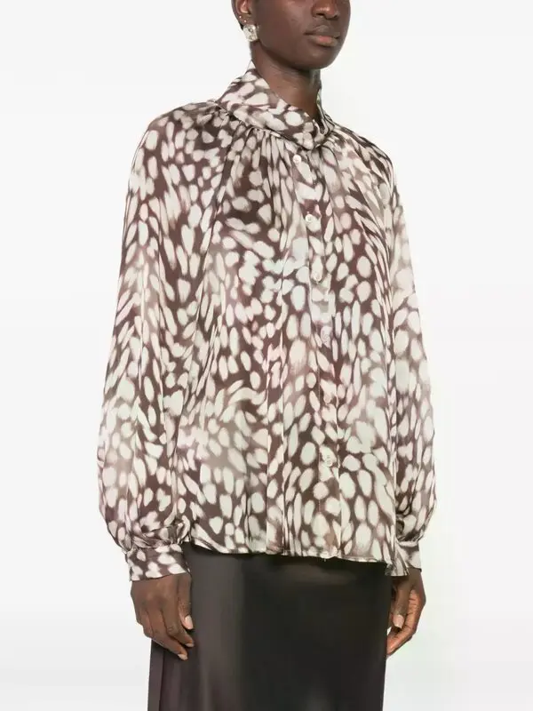 Imperial Abstract-print Gathered Blouse