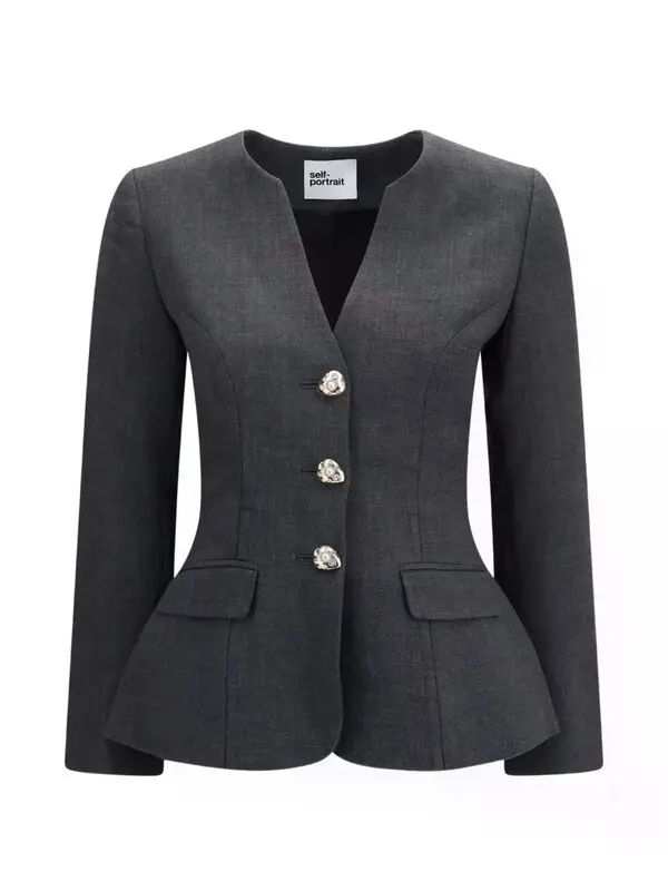 SELF-PORTRAIT Wool Collarless Jacket