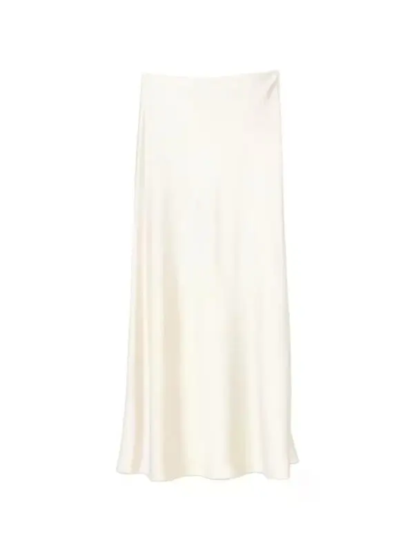 Imperial Satin-finish Bias-cut Maxi Skirt - White
