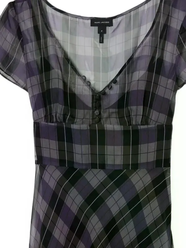 Marc Jacobs Plaid Chiffon Midi Dress