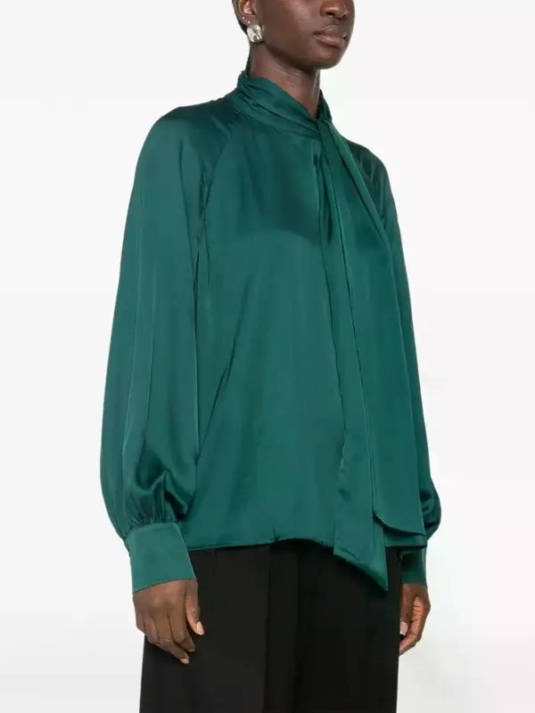 Liu Jo Pussy-bow Raglan-sleeve Blouse - Green