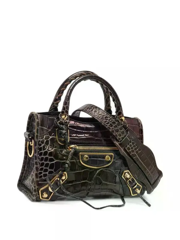 Balenciaga Mini City Crocodile-embossed Tote Bag