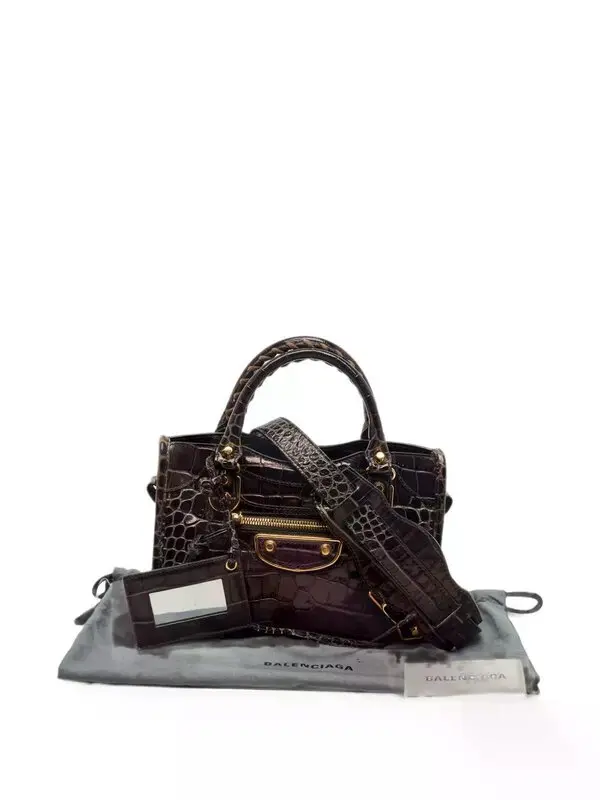 Balenciaga Mini City Crocodile-embossed Tote Bag