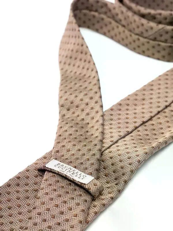 Brunello Cucinelli Geometric-pattern Silk Tie - Brown