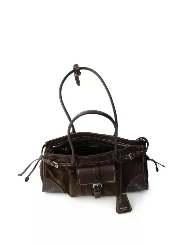Prada Bonnie Medium Corduroy And Leather Handbag