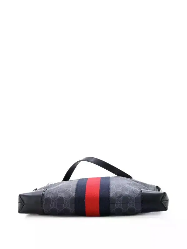 Gucci Web Zip Flat Messenger Gg Coated Canvas Medium Crossbody Bag