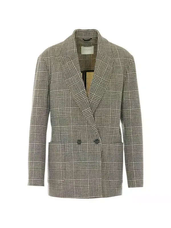 CIRCOLO 1901 Check Motif Double-breasted Jacket - Neutrals