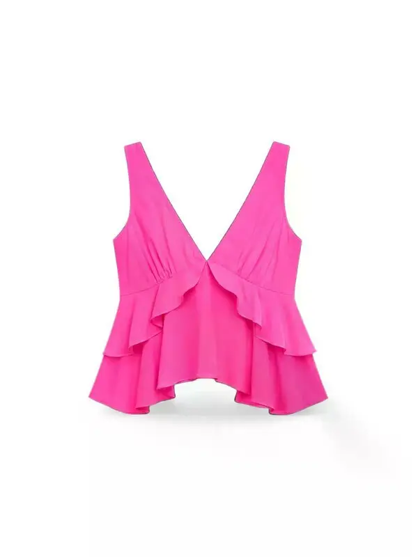 FLEUR DU MAL Ruffled Silk Top