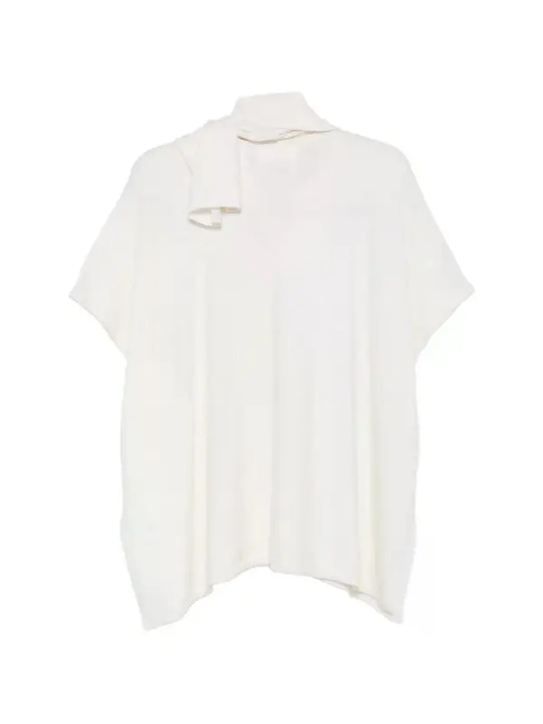 LISA YANG Short-sleeve Cowl-neck Sweater - Neutrals
