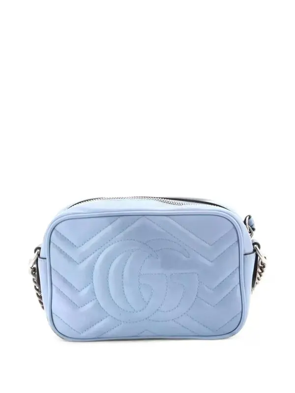 Gucci Gg Marmont Shoulder Bag Matelasse Leather Mini Crossbody Bag - Blue