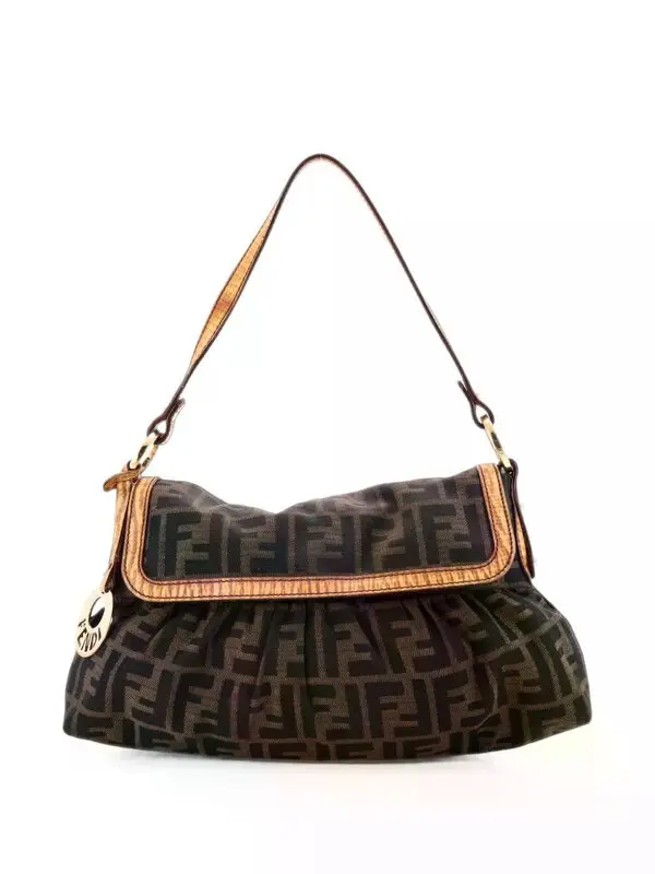 Fendi Chef Flap Bag Zucca Canvas Small Shoulder Bag