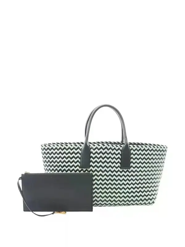 Bottega Veneta 2012-2026 Bicolor Leather Intrecciato Tote Bag - Green