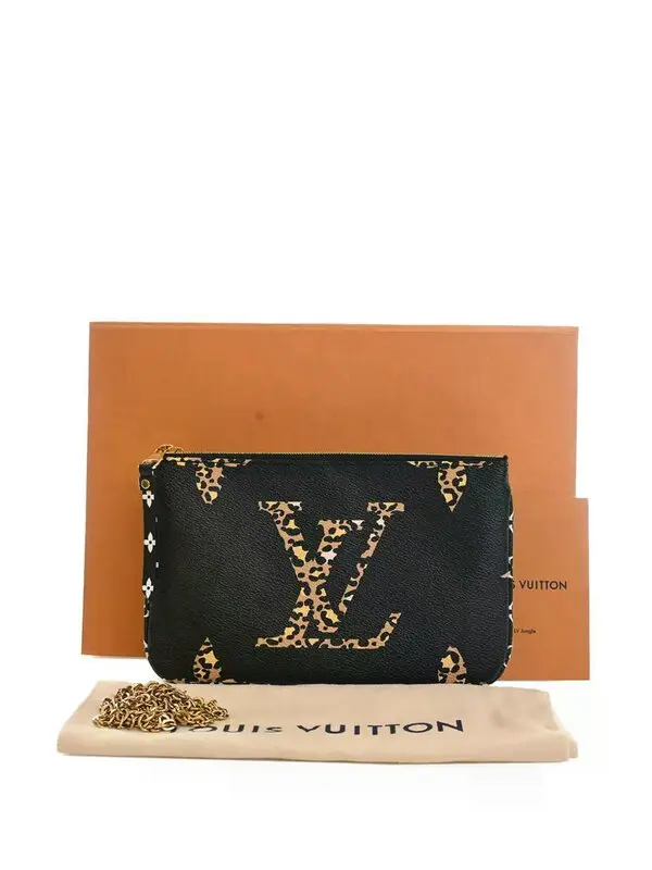 LOUIS VUITTON Monogram Giant Jungle Double Zip Pochette Crossbody Bag - Black