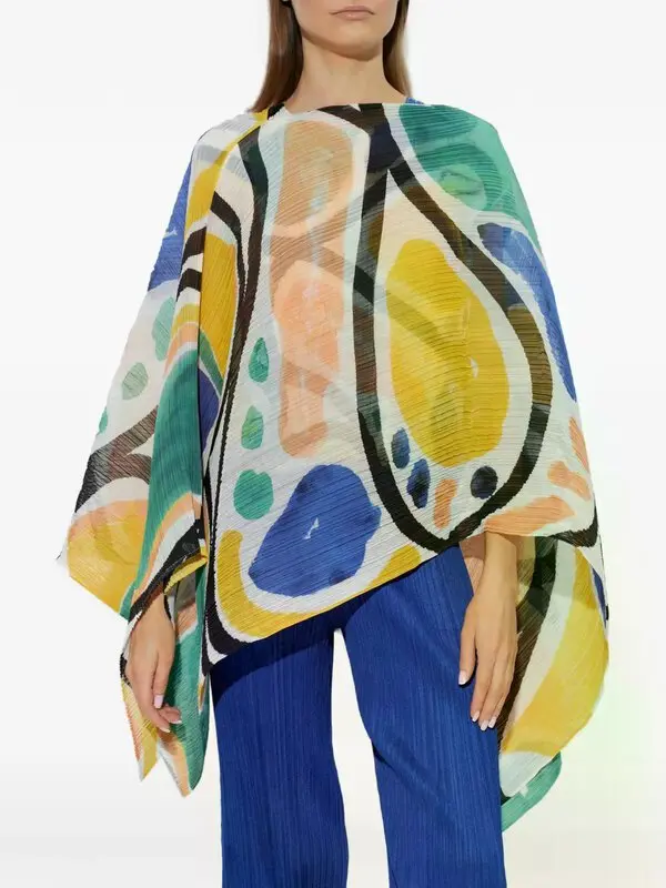 Issey Miyake Abstract-print Pleated Blouse