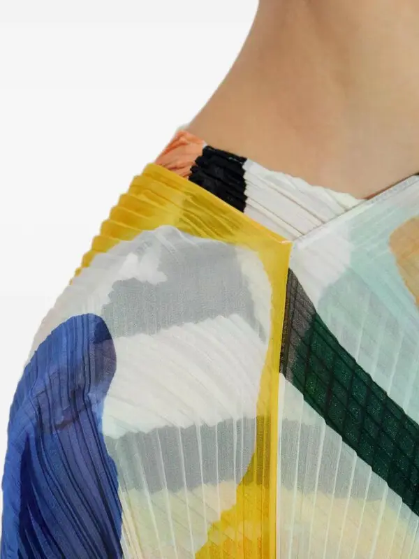 Issey Miyake Abstract-print Pleated Blouse
