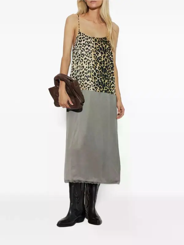 Munthe Leopard-print Lace-trim Dress