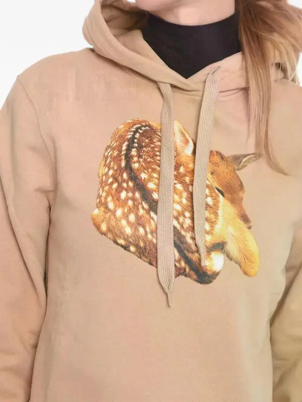 Burberry Brushed-cotton Poulter Deer Hoodie - Neutrals